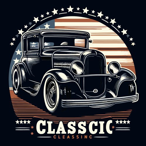 Classic vintage car art design best Royalty Free Vector