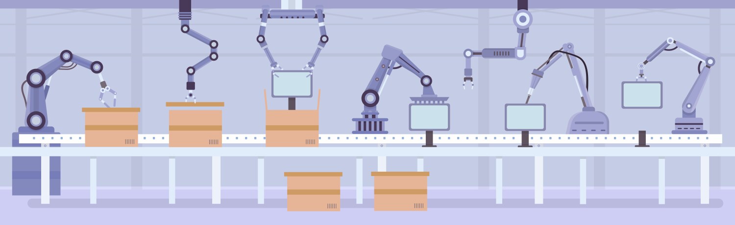 Isometric robotic arm industrial factory machines Vector Image