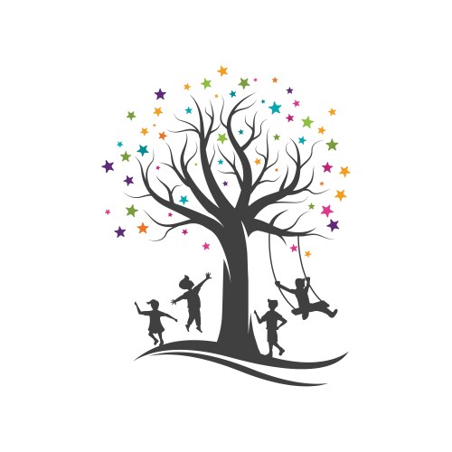 Kids tree logo icon design Royalty Free Vector Image