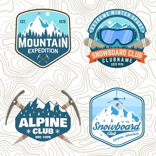 Ski and snowboard club emblem Royalty Free Vector Image
