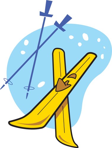 Skis with classic bindings and ski poles Vector Image