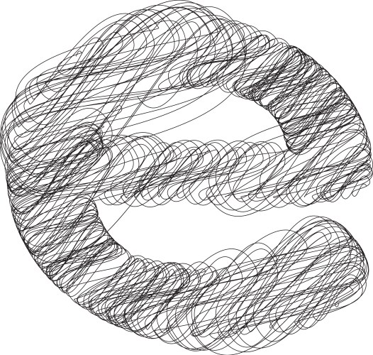 Art sketched fonts lowercase symbols letter e Vector Image