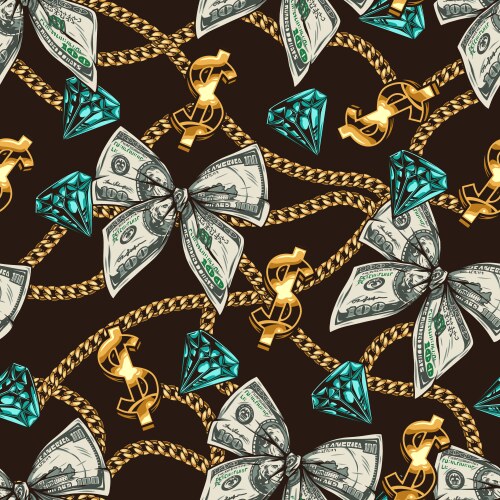 Gold coins vintage colorful seamless pattern Vector Image