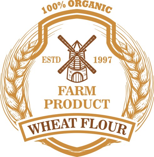 Wheat white bread flour retro sign Royalty Free Vector Image