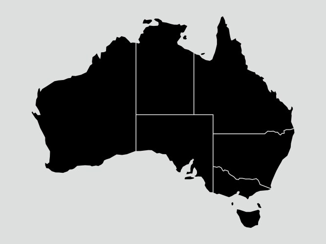 Detailed map of australia with regions Royalty Free Vector
