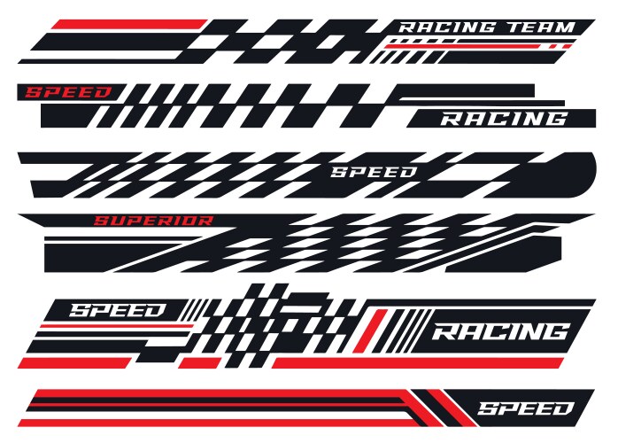 Racing sport set logotypes colorful Royalty Free Vector
