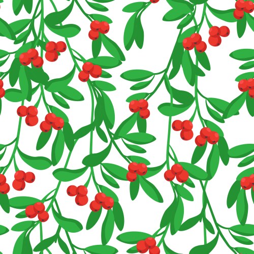 Christmas holly berries seamless pattern Vector Image