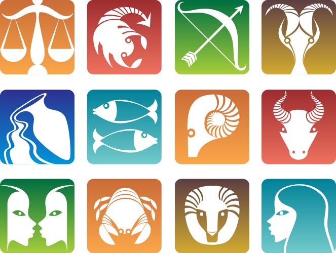 Zodiac signs and icons set Royalty Free Vector Image