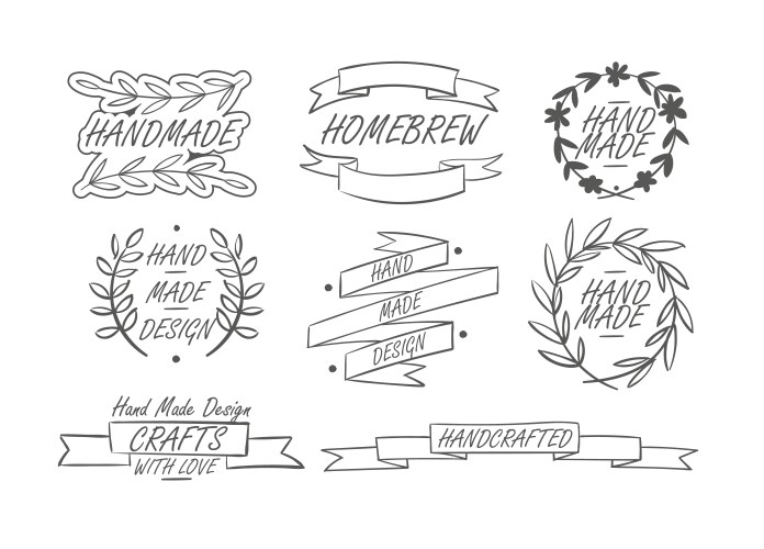 Handmade line vintage logo set Royalty Free Vector Image