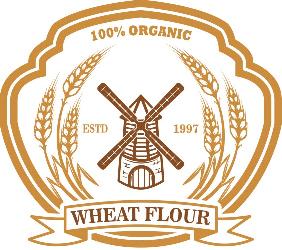 Wheat white bread flour retro sign Royalty Free Vector Image