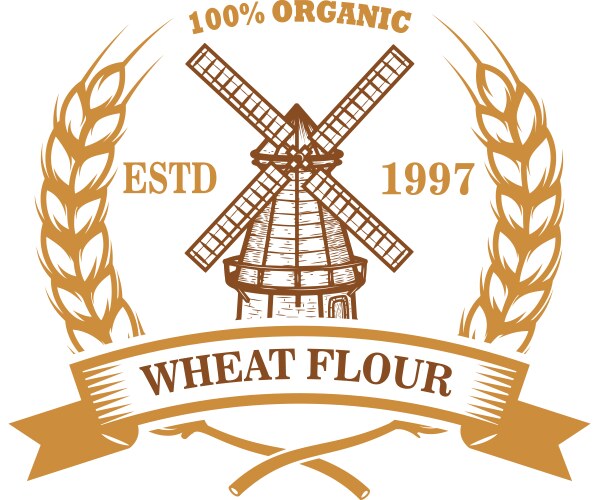Wheat white bread flour retro sign Royalty Free Vector Image