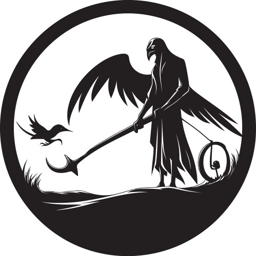 Grim guardian scythe symbol shadow sentinel crow Vector Image