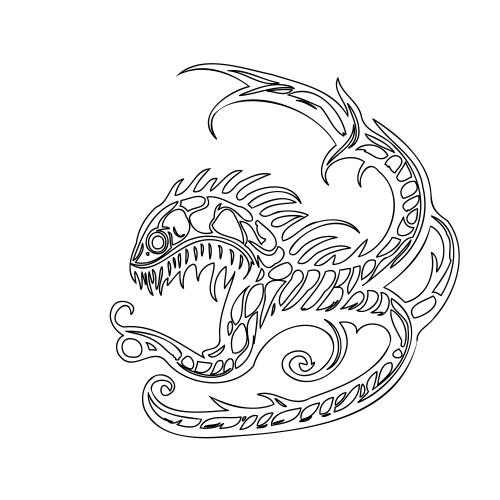 Sea monster outline sketch Royalty Free Vector Image