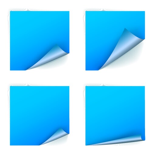 Blank cream square stickers with curl sets Vector Image