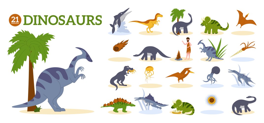 Sticker set with different types dinosaurs Vector Image