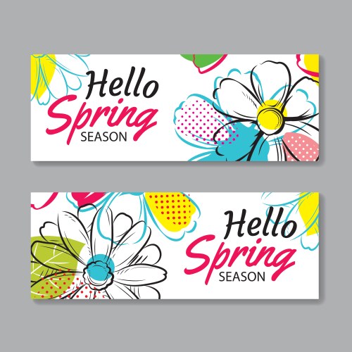 Hello spring season banner template background Vector Image