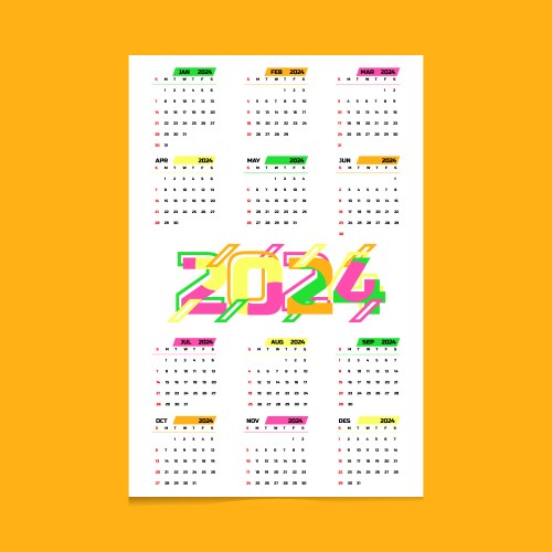2024 calendar template concept design Royalty Free Vector
