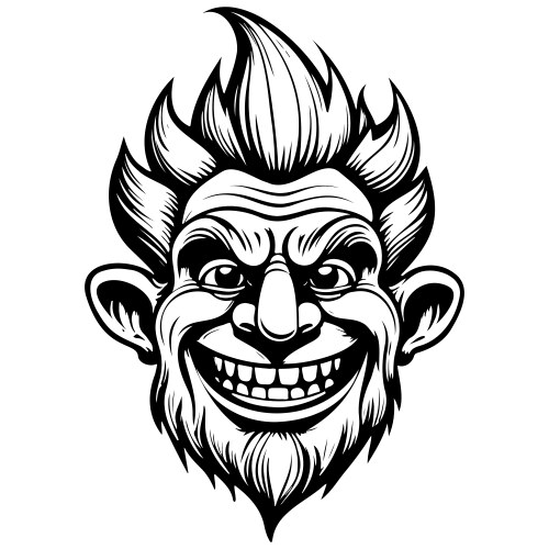 Line cartoon troll face drawing realistic outline Vector Image