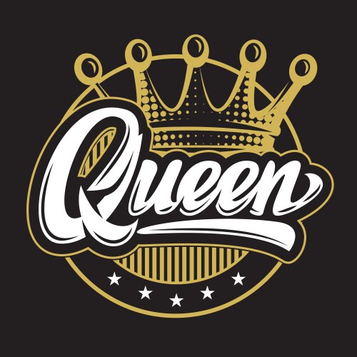 Word queen ornate vintage lettering and crown Vector Image