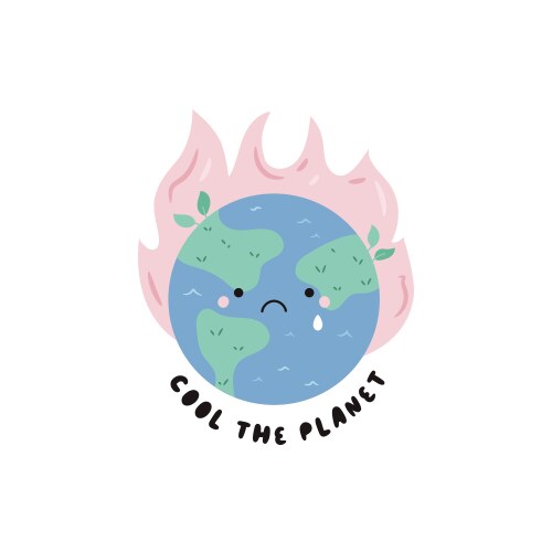 Planet earth suffering of warming Royalty Free Vector Image