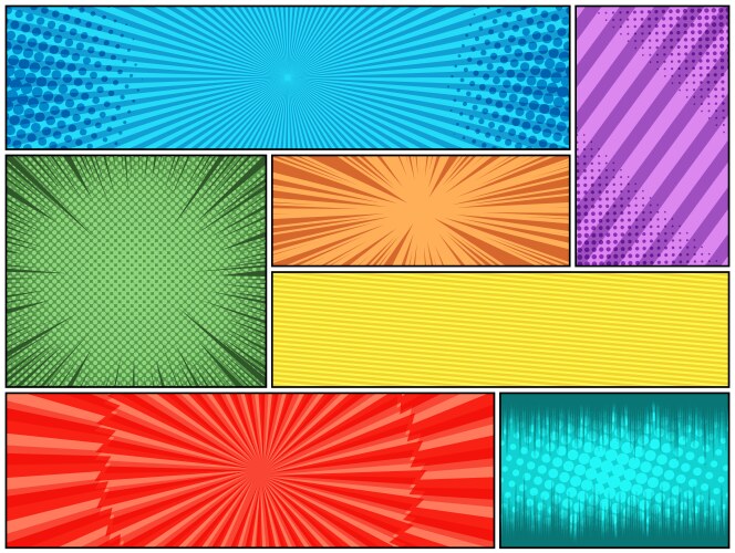Cartoon comic backgrounds set comics book Vector Image