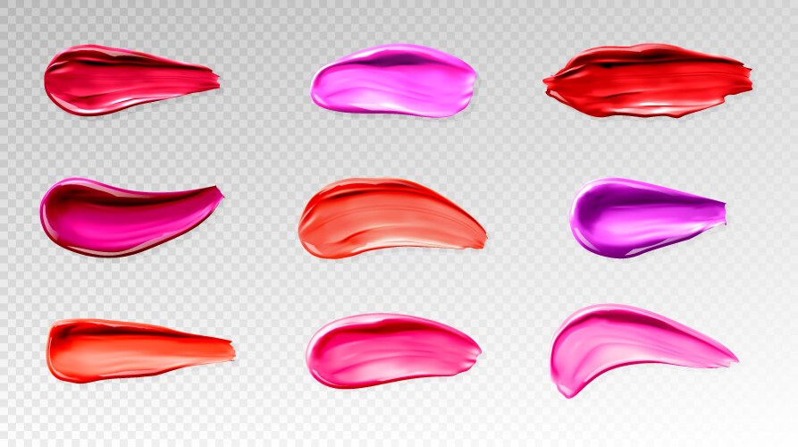 Lipstick swatches smudges liquid lip gloss Vector Image