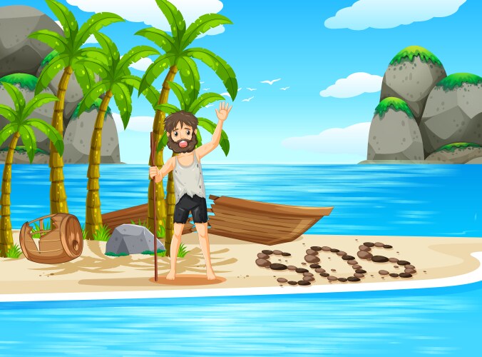 Cartoon funny pirates island flat Royalty Free Vector Image