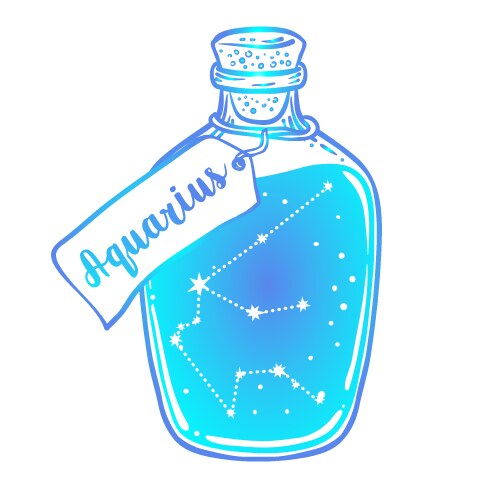 Glass bottle with zodiac aries constellation Vector Image