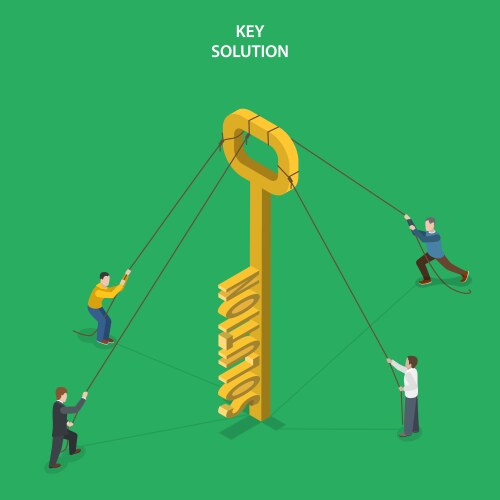 Effective teamwork flat isometric concept Vector Image