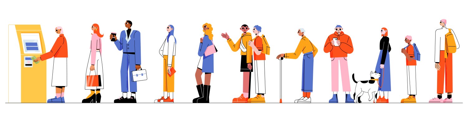 People queue waiting line Royalty Free Vector Image