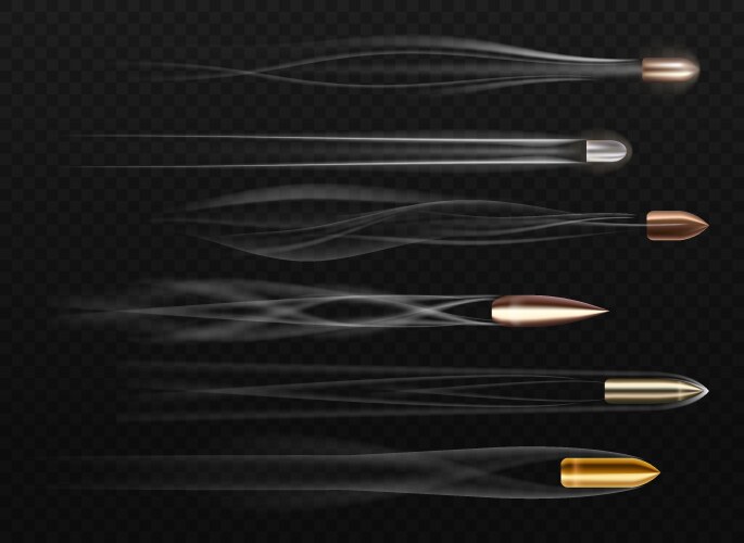 Flying bullet traces realistic pistol projectiles Vector Image