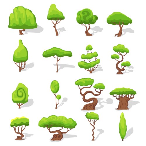 Colored hand drawn tree icons Royalty Free Vector Image