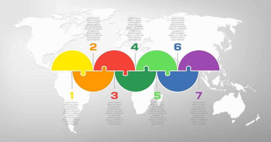 Seven steps line infographic puzzle diagram Vector Image