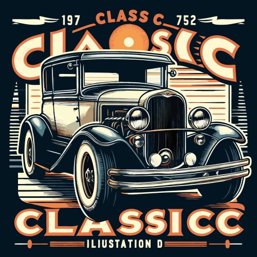 Classic vintage car art design best Royalty Free Vector