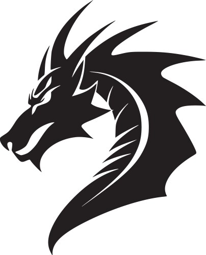 Black and white dragon head Royalty Free Vector Image