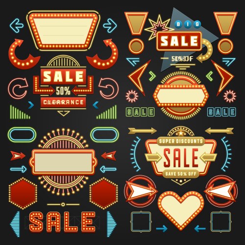 Set of retro neon signboards Royalty Free Vector Image