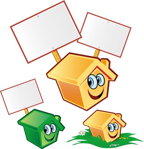 House cartoon with signboard Royalty Free Vector Image