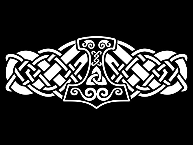 Hammer thor medieval viking symbol Royalty Free Vector Image