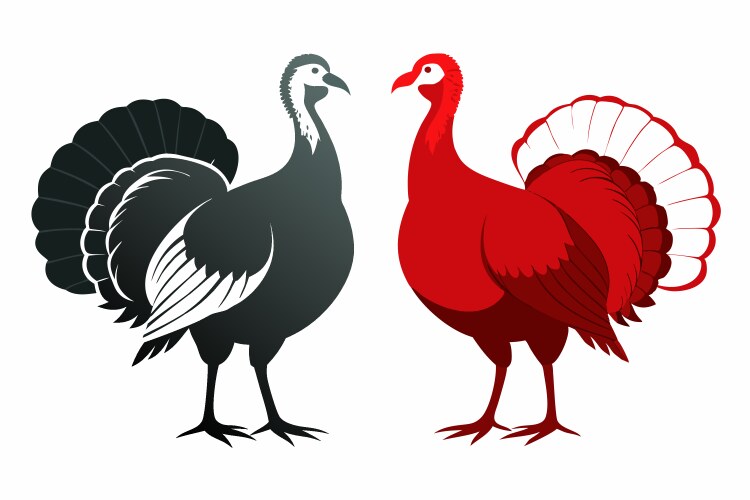 2 drawings wild turkey s Royalty Free Vector Image