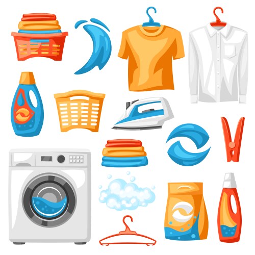 Large set household items and toys on white Vector Image
