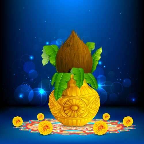 Hindu worship kalash Royalty Free Vector Image