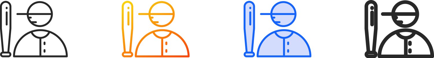 Cricket iconthin linear gradient blue stroke Vector Image