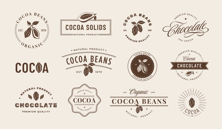 Cacao Bean Logo Download Cocoa Beans And Coffee Label Vectors For Free
