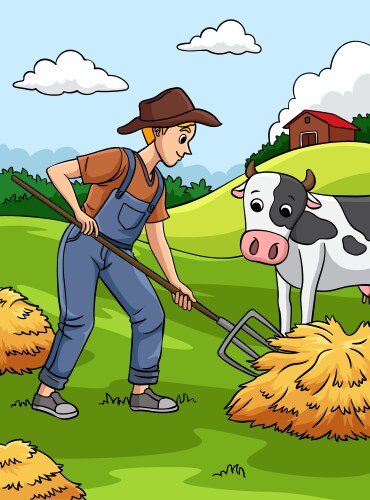 Farmer cartoon colored clipart Royalty Free Vector Image