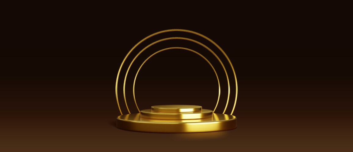 Round platform with golden rings on black Vector Image