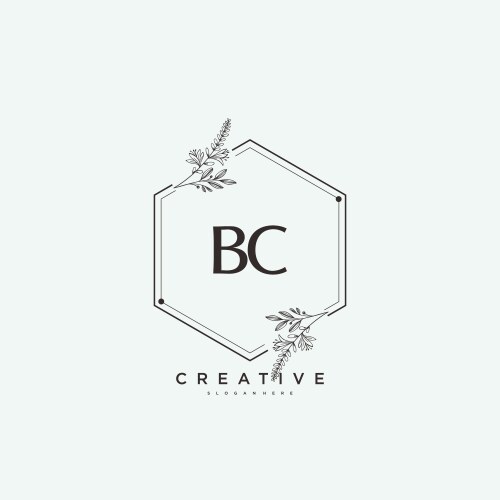 Bc beauty initial logo art handwriting – Royalty-Free Vector | VectorStock