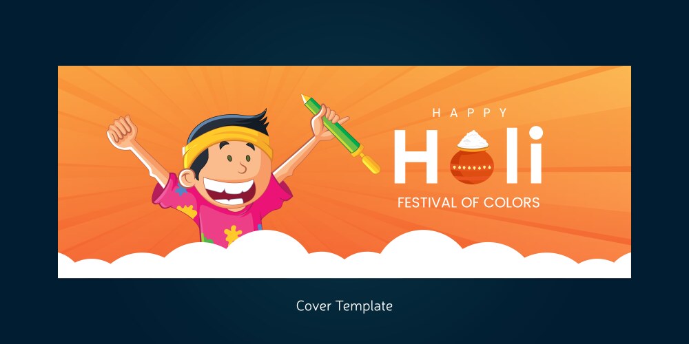 Happy holi cover page design Royalty Free Vector Image