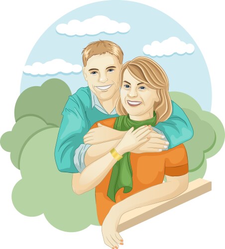 Cartoon happy mother hugging her son Royalty Free Vector