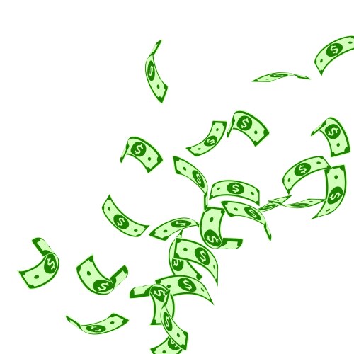 Many dollars currency falling down Royalty Free Vector Image