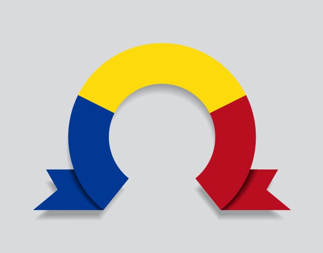 Romanian flag wavy ribbon background Royalty Free Vector